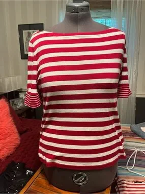 Lauren Ralph Lauren | Tops | Lauren Ralph Lauren Red And White Striped ...